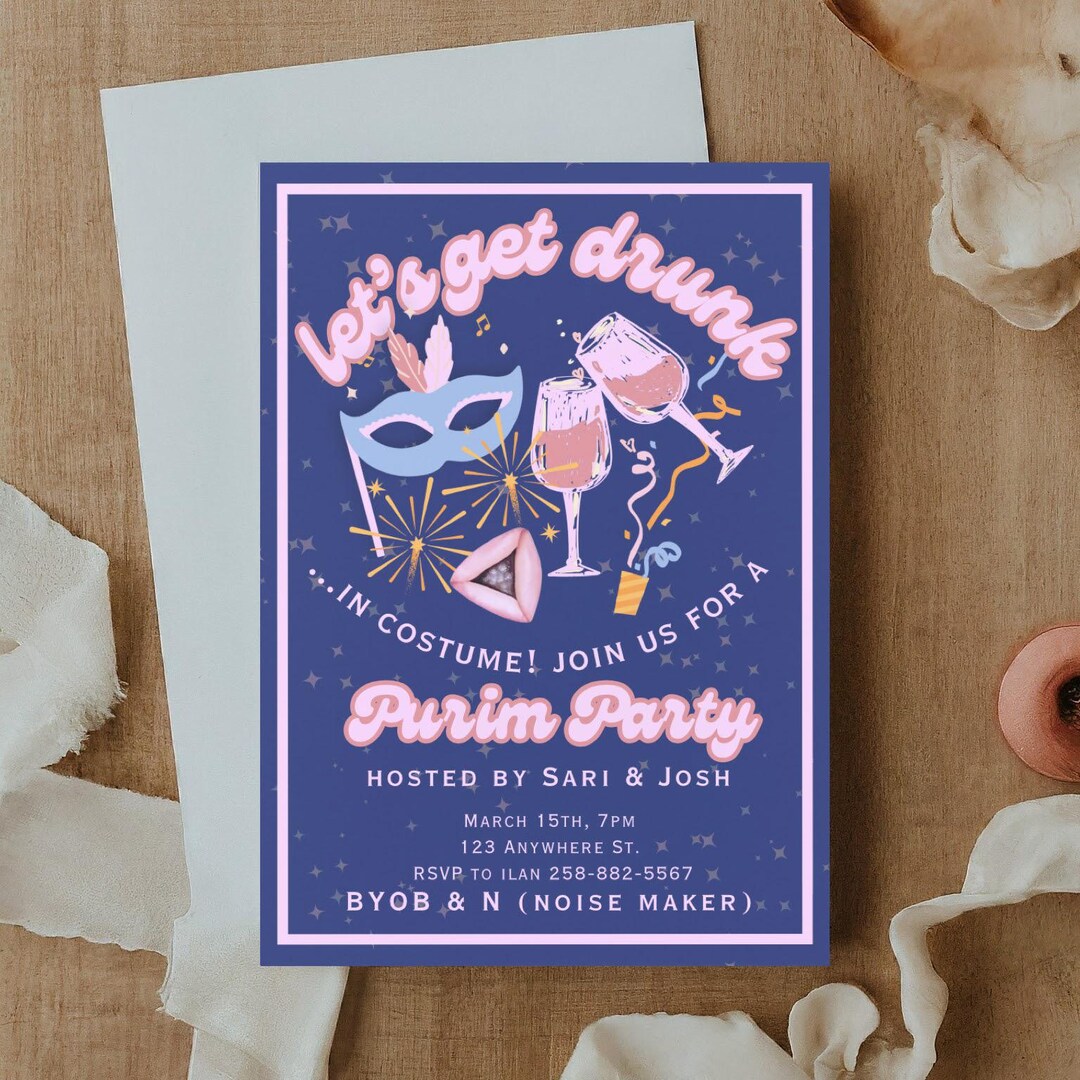 EDITABLE Purim Invitation, Purim Card, Jewish Holiday Card, Chag ...