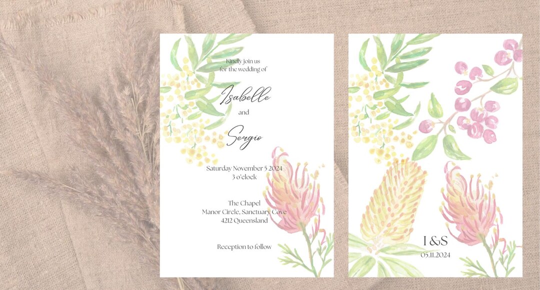 Australian Native Wedding Invitation Set - Etsy Australia
