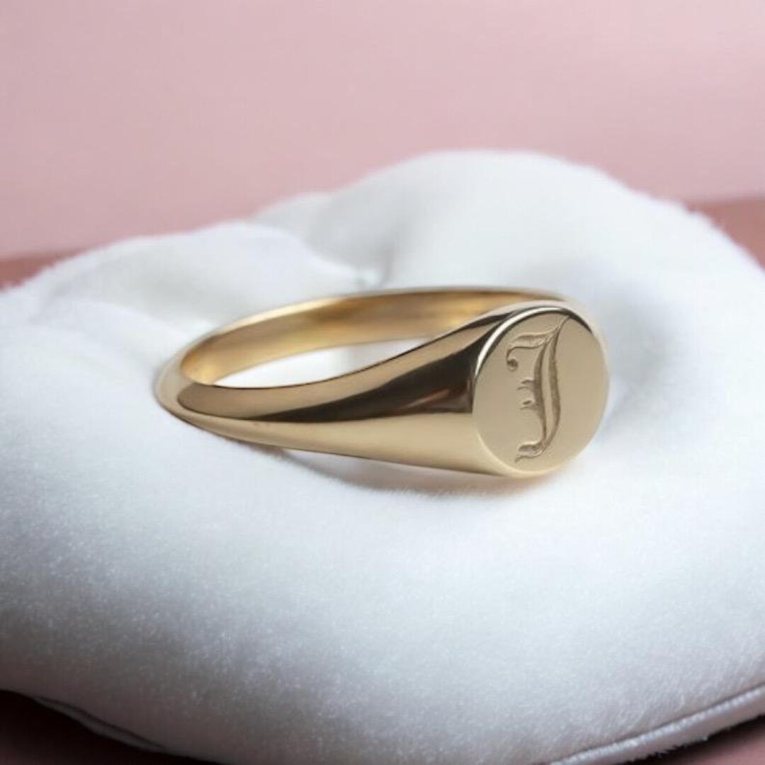 Old English Initial Ring,gothic Signet Ring, Personalized Silver ...