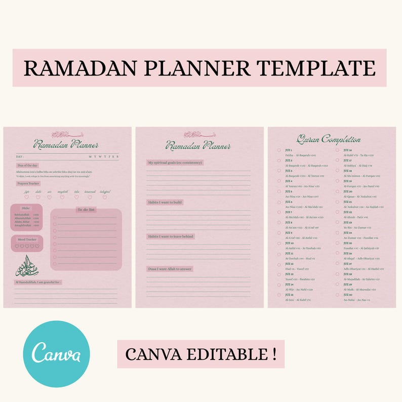 Ramadan Planner Template 2026 | Printable PDF | Quran & Prayer Tracker ...
