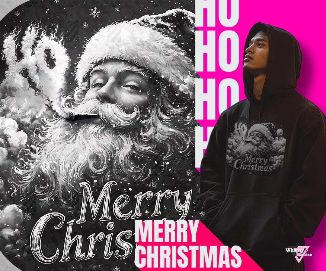LMTD '24 Dope Santa Cloud Vintage Merry Christmas Black White ...