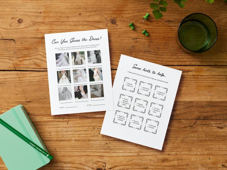Guess the Dress Bridal Shower Game Template - Etsy