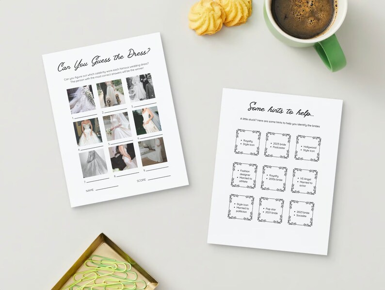 Guess the Dress Bridal Shower Game Template - Etsy