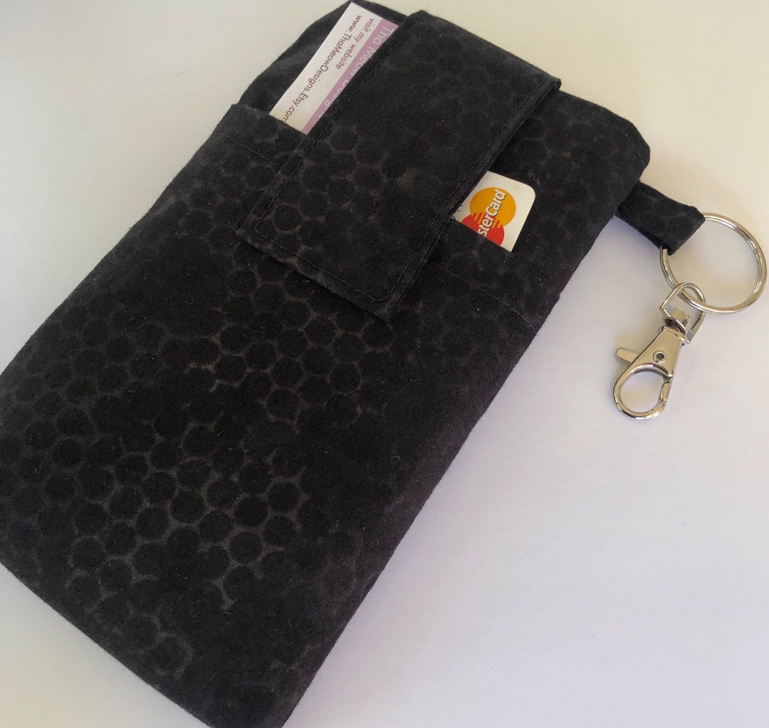Black Beehive Cell Phone Pouch: Handmade Fabric Sleeve With Pocket - Etsy