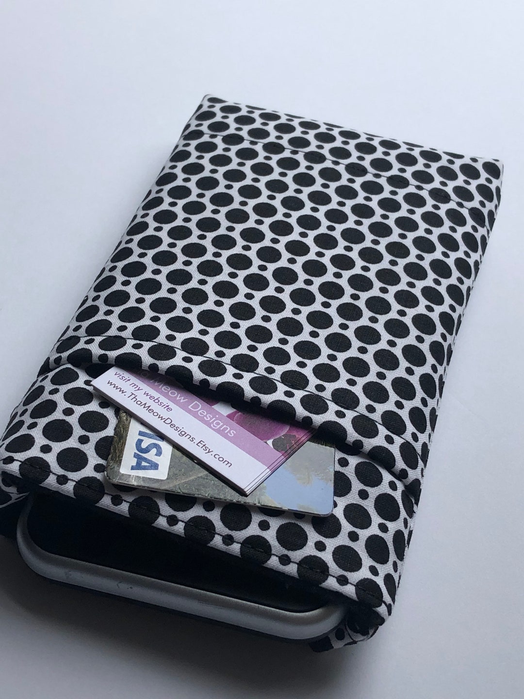 Handmade Black & White Dots Cell Phone Sleeve With Pocket - Etsy