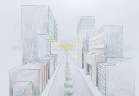 One Point Perspective Cityscape