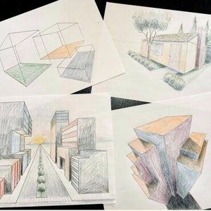 A Cityscape in One-point Perspective Video and Outline | Art Lesson 2 ...