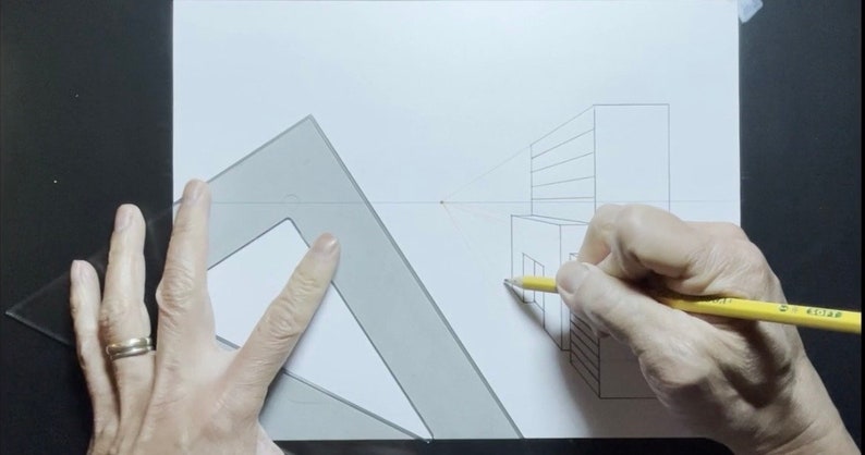 A Cityscape in One-point Perspective Video and Outline | Art Lesson 2 ...