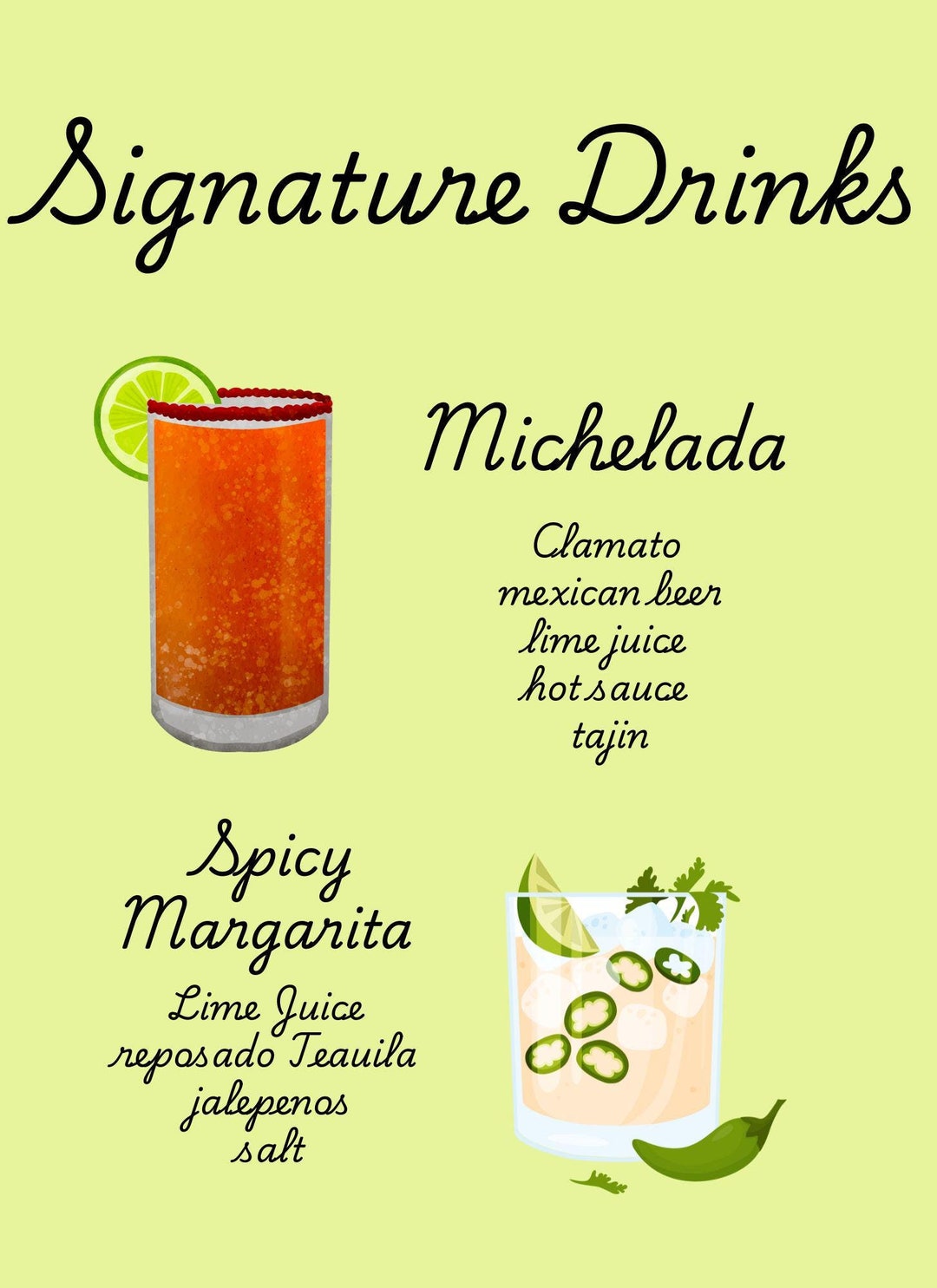 Custom Cocktail Menu - Michelada/margarita - Etsy