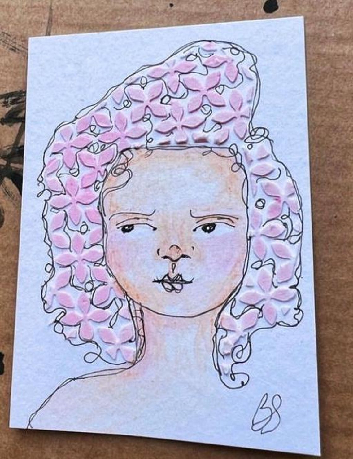 Sad Girl Digital Illustration, Line Art, Stamp for Cards, Journaling ...