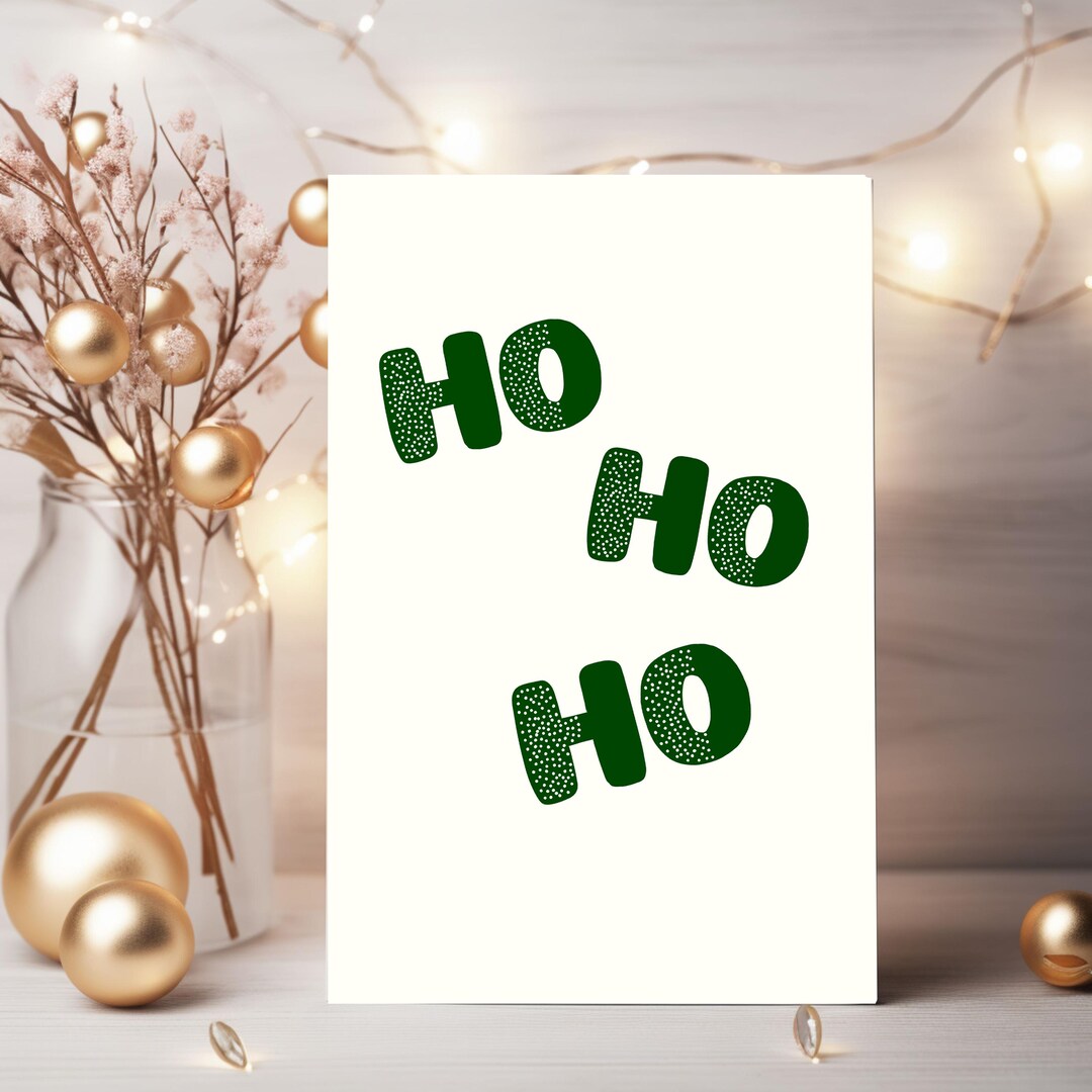 Illustrated Blank Folded Note Card, Simple Holiday Greeting Card, Santa ...