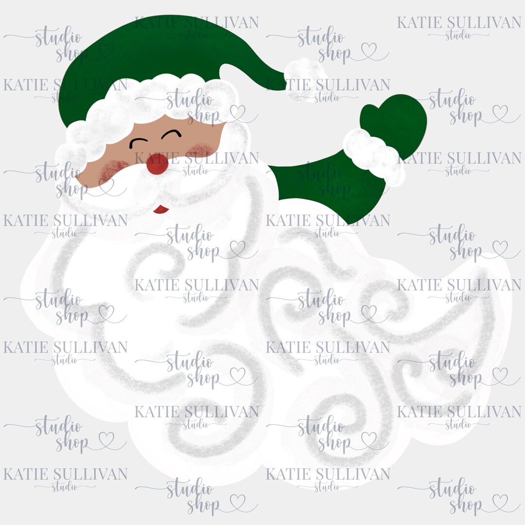 Green Santa Claus PNG, Illustrated Santa, Christmas Digital Download ...