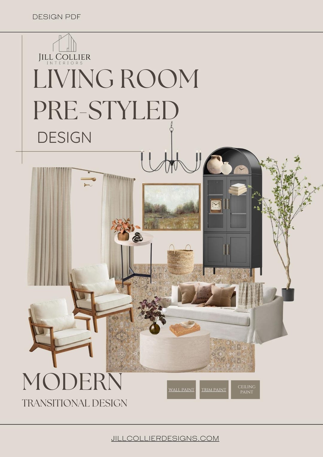 Pre-styled Living Room E-design PDF - Virtual Interior Design Service ...