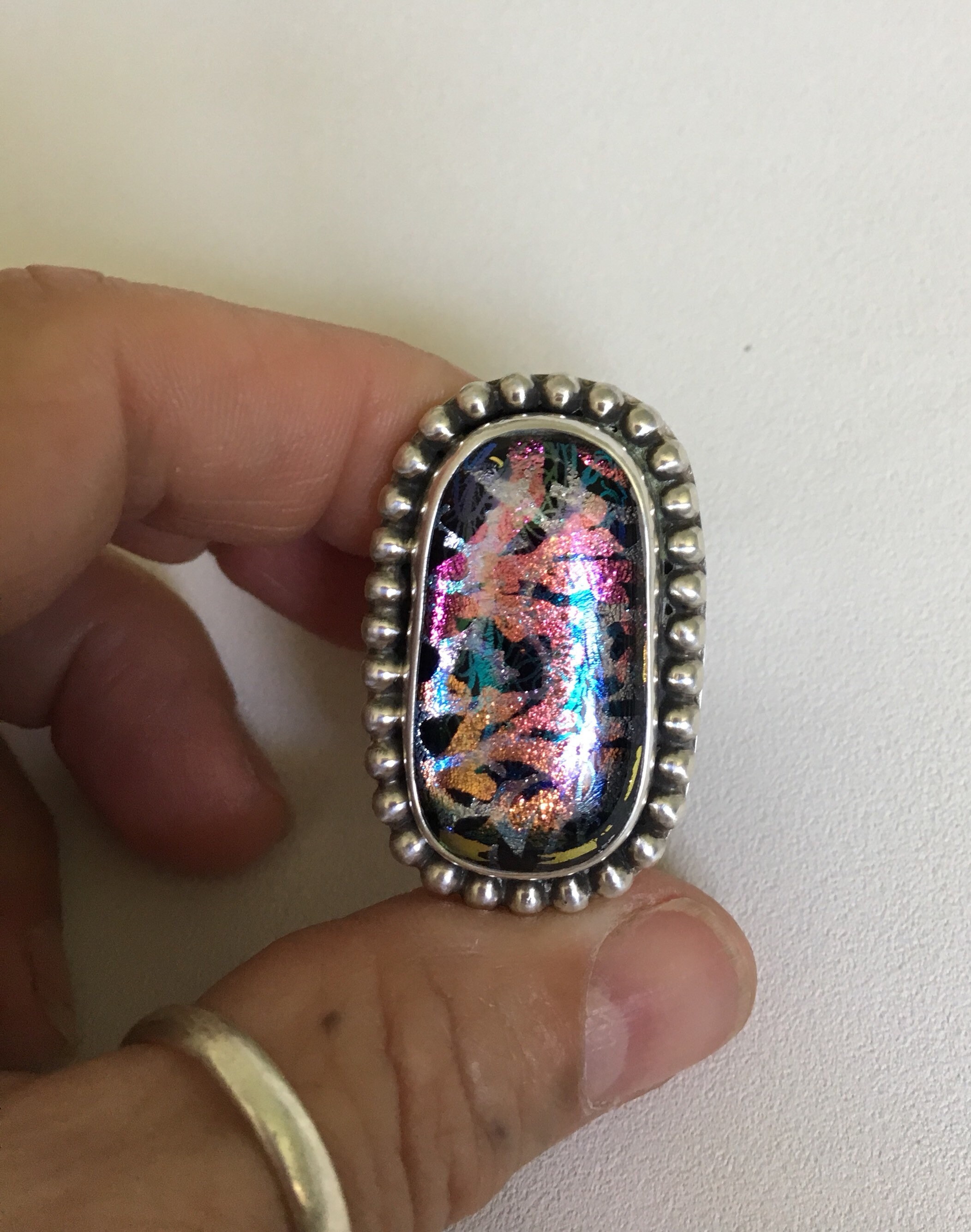 Holographic Color Changing Dichroic Glass Ring Handmade Dichroic Glass ...