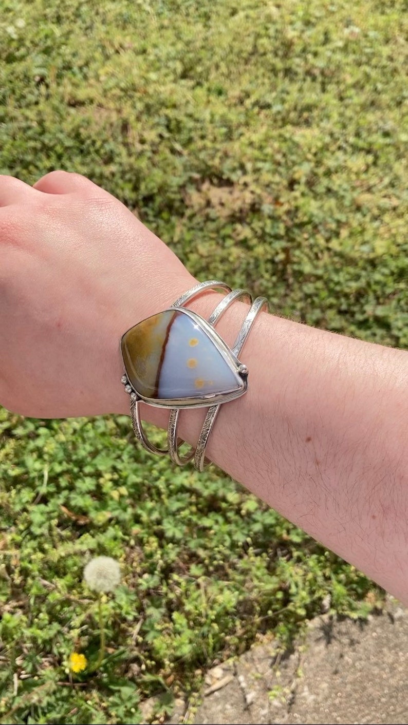 Unique Oregon Classic Polka Dot Agate Gemstone Cuff Bracelet. Textured ...