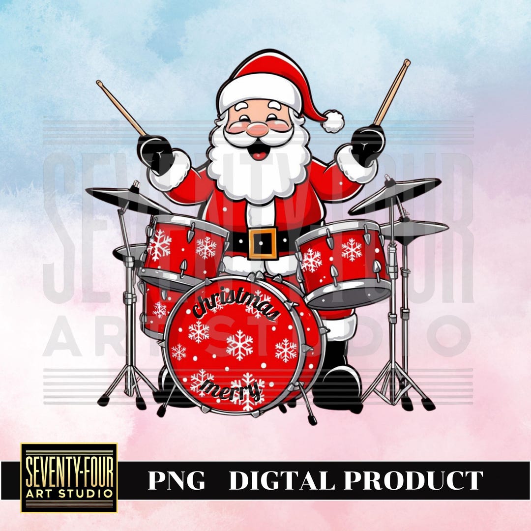 Santa Claus Drummer PNG | Festive Christmas Clip Art (digital Download ...