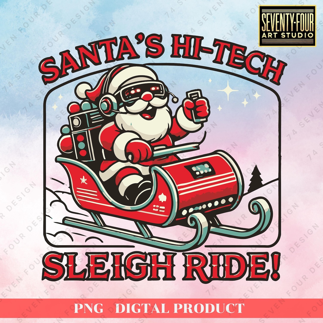 Santa's Hi-tech Sleigh Ride PNG - Futuristic Santa Claus Christmas ...
