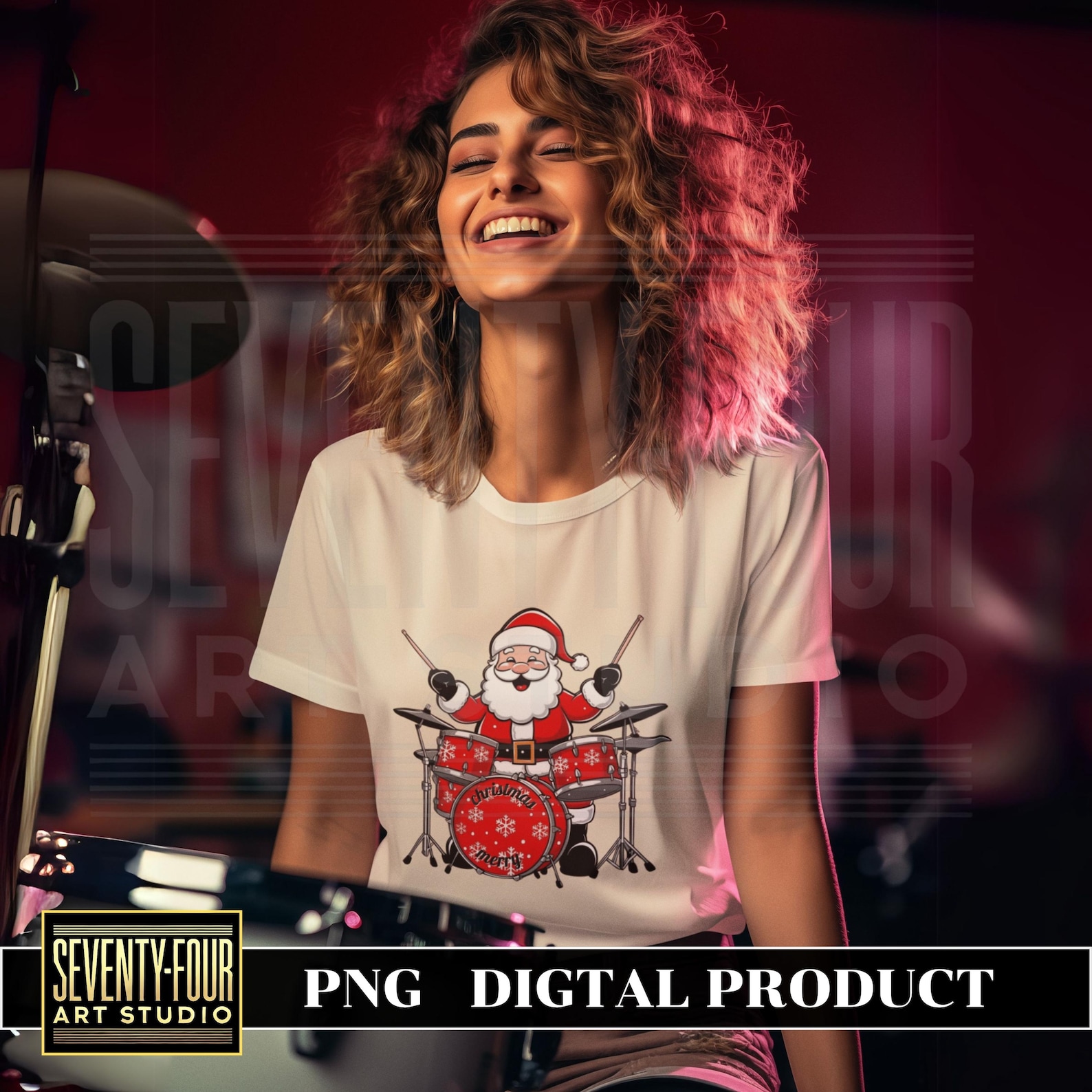 Santa Claus Drummer PNG | Festive Christmas Clip Art (digital Download ...