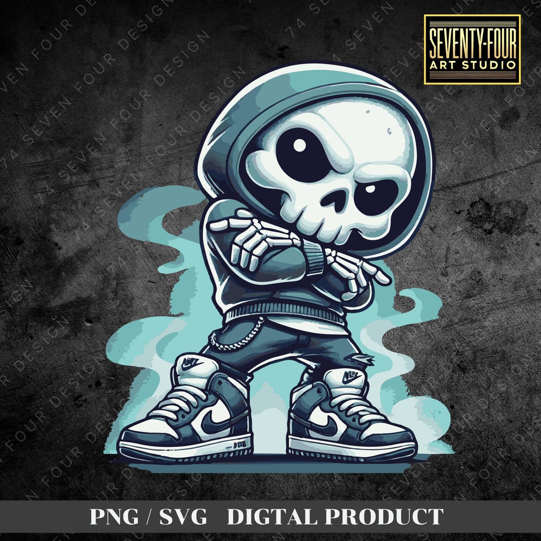Cool Skeleton Character PNG & SVG - Hip Hop Skull Clipart - Etsy