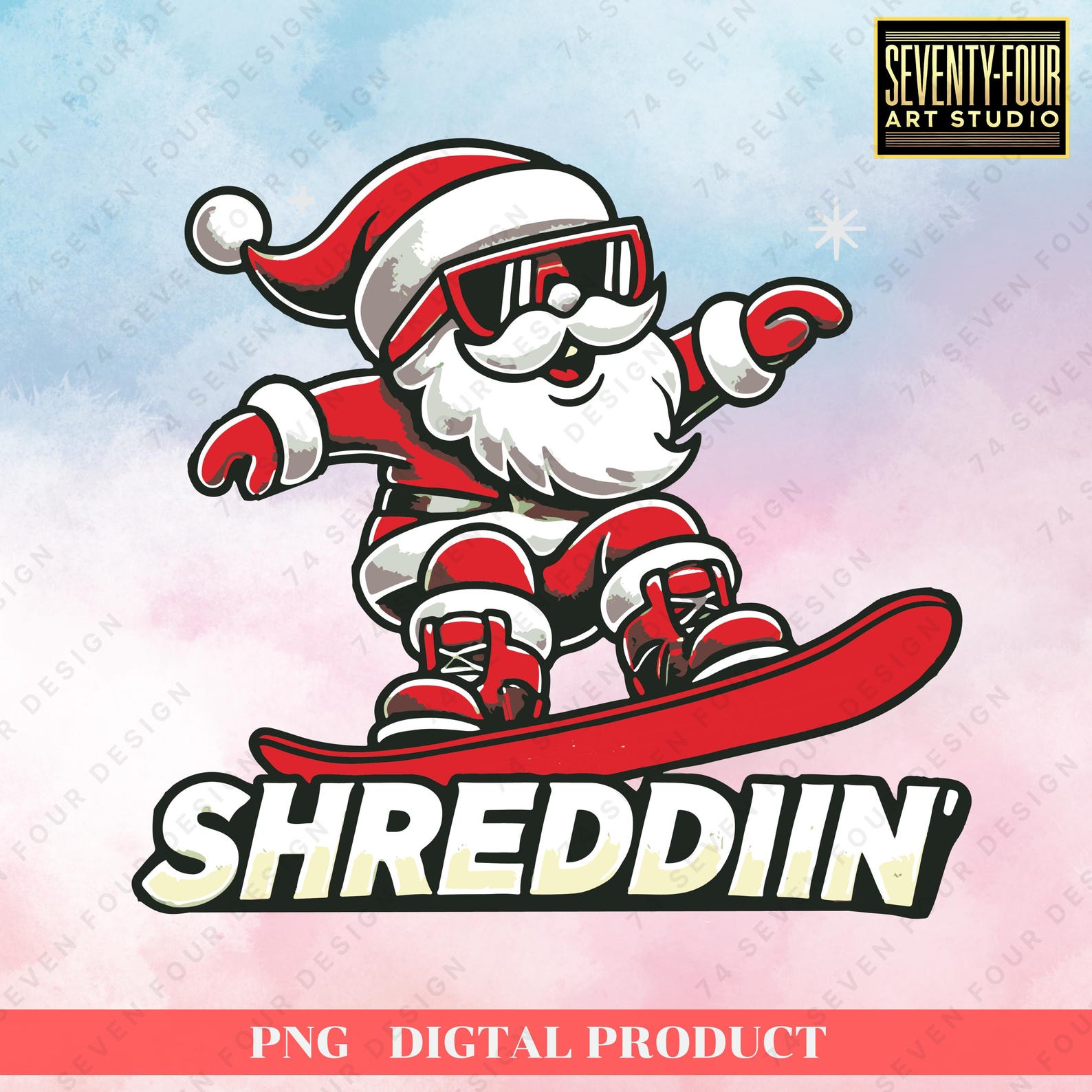 Santa Snowboarding PNG – Christmas Clipart (digital Download - Etsy