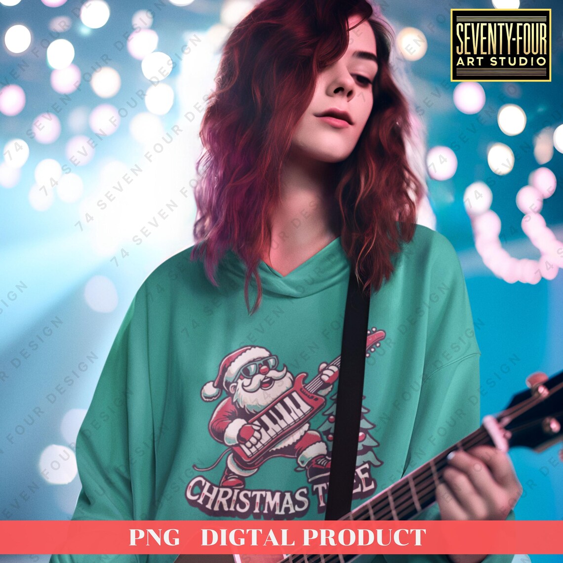 Santa With Keytar PNG - Fun Christmas Clipart Featuring Santa Playing ...