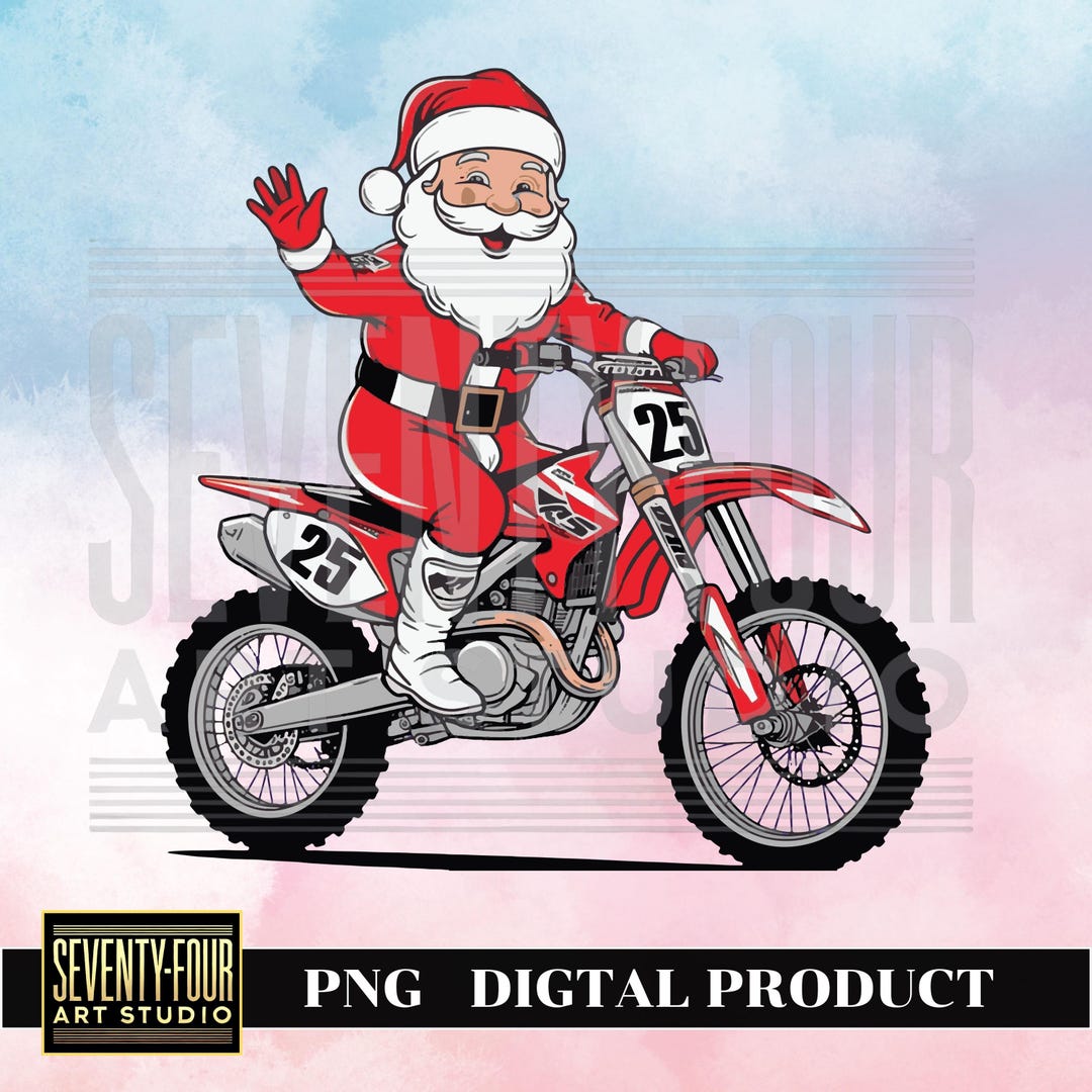 Motocross Santa PNG | Holiday Dirt Bike Clip Art (digital Download) - Etsy
