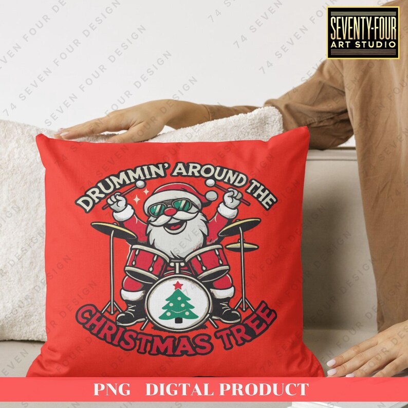 Drumming Santa PNG - Fun Christmas Clipart With Santa Playing Drums in ...