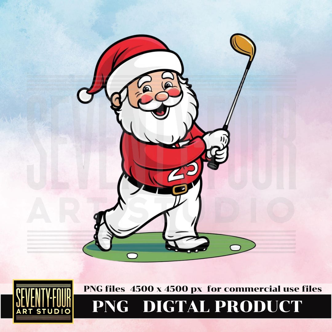 Santa Claus Playing Golf PNG | Christmas Holiday Clip Art - Etsy