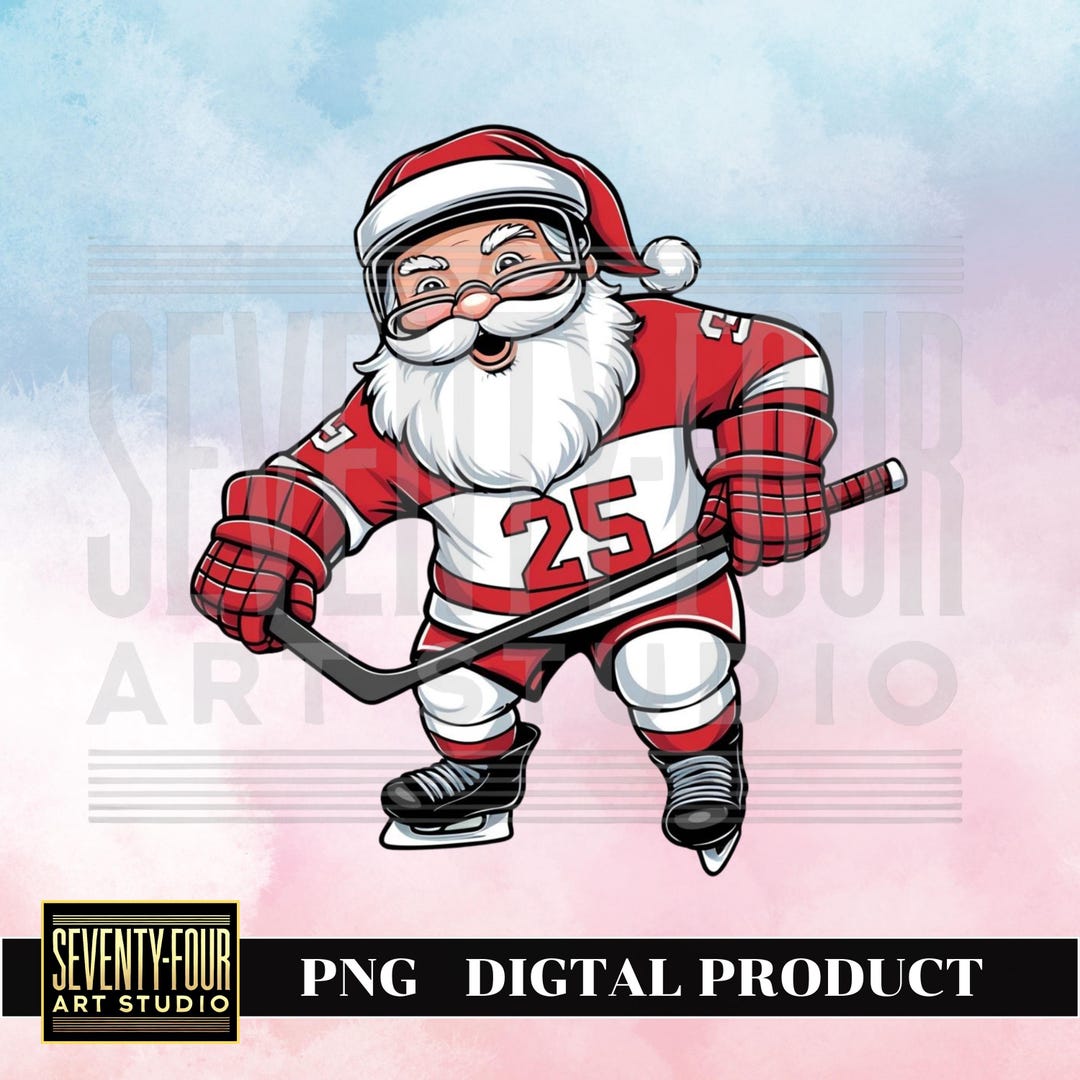 Santa Claus Ice Hockey Player Christmas PNG Clipart – Funny Holiday ...