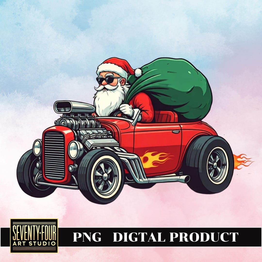 Santa Claus Hot Rod Car Christmas PNG Clipart – Fun Holiday Adventure ...