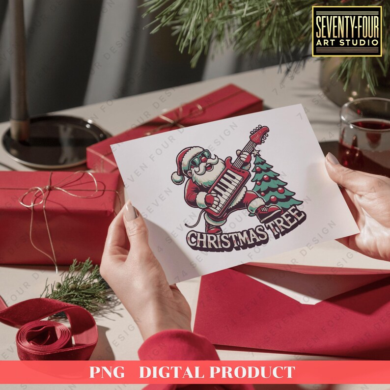 Santa With Keytar PNG - Fun Christmas Clipart Featuring Santa Playing ...
