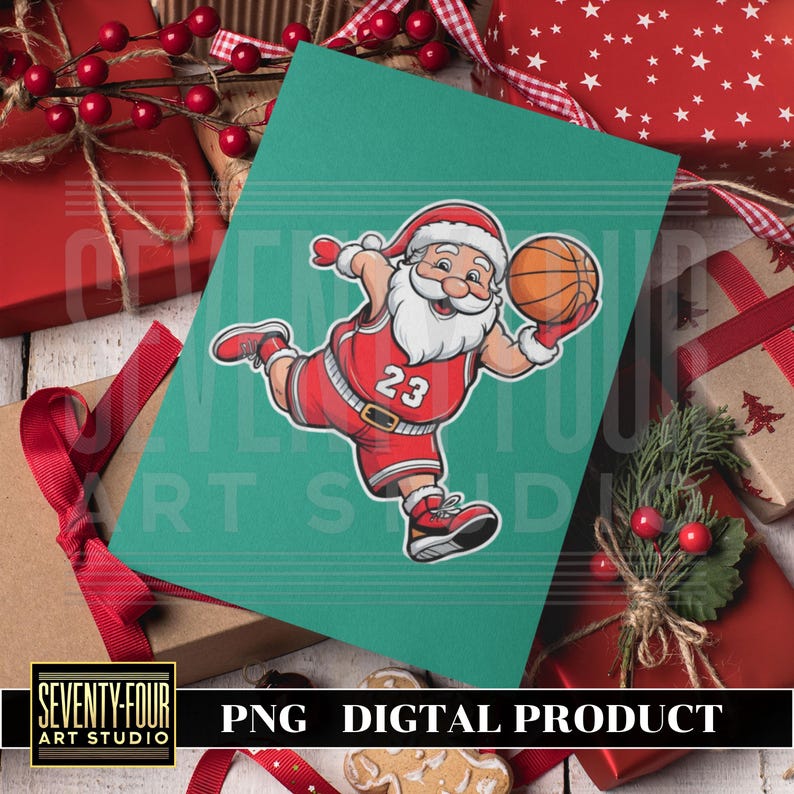Santa Claus Basketball Player Christmas PNG Clipart – Fun Holiday ...