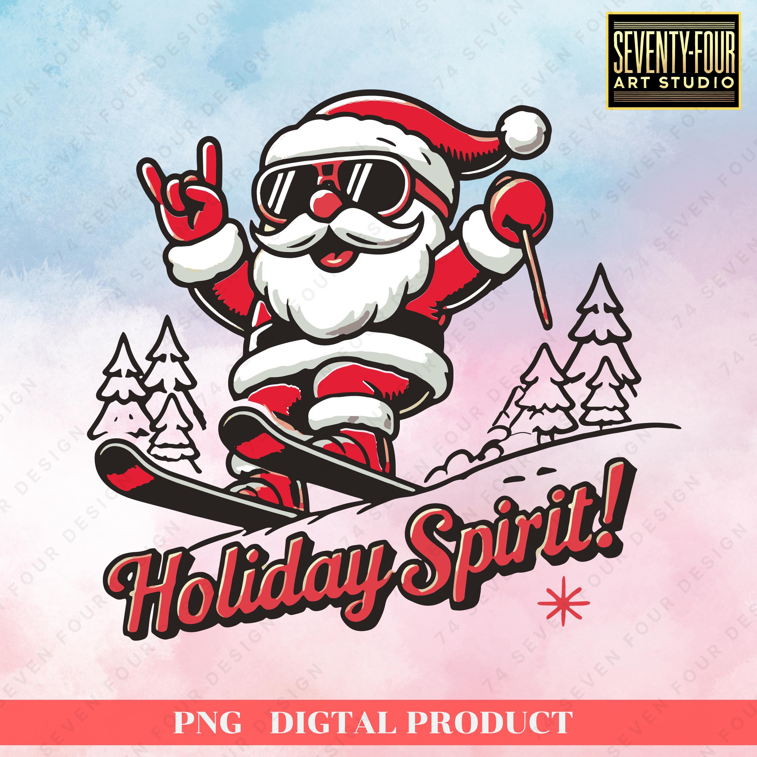 Santa Skiing PNG - Cool Holiday Spirit Clipart With Sunglasses and Skis ...