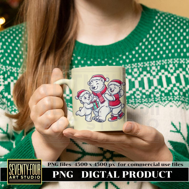 Christmas Polar Bear Family PNG – Festive Holiday Clipart (digital ...