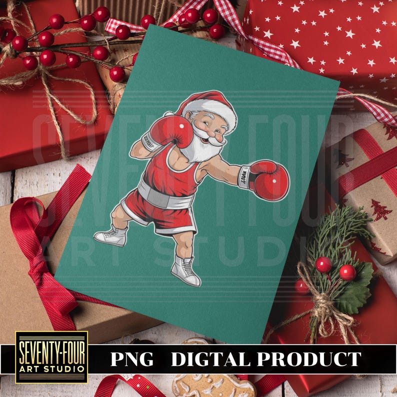 Santa Claus Boxing Champion Christmas PNG Clipart – Fun Holiday Sports ...
