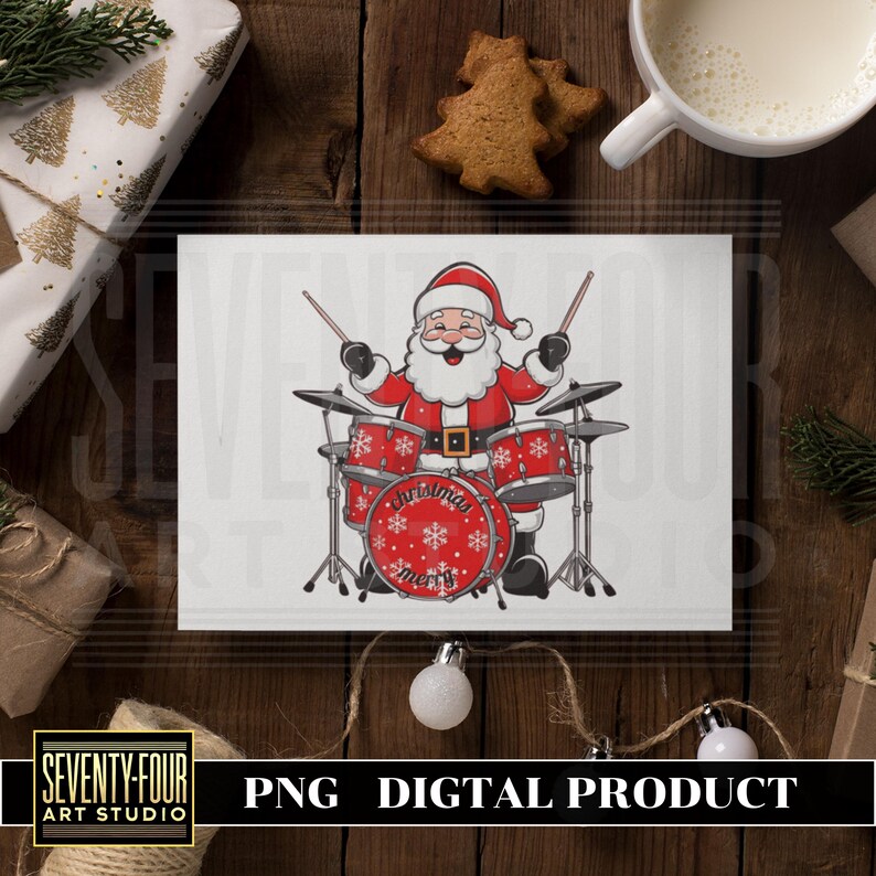 Santa Claus Drummer PNG | Festive Christmas Clip Art (digital Download ...