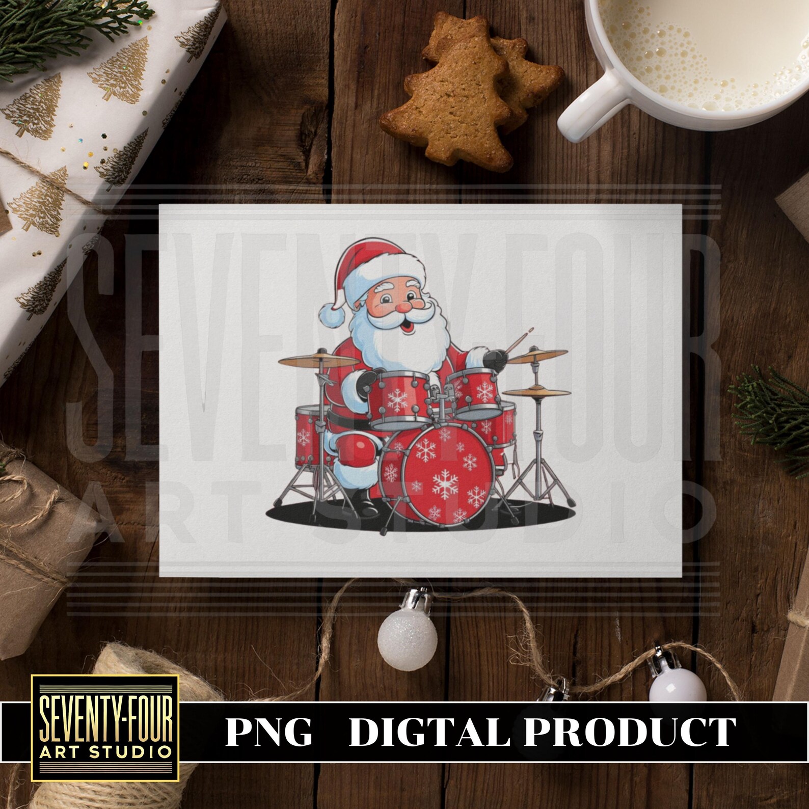 Santa Drummer PNG | Festive Christmas Clip Art (digital Download) - Etsy