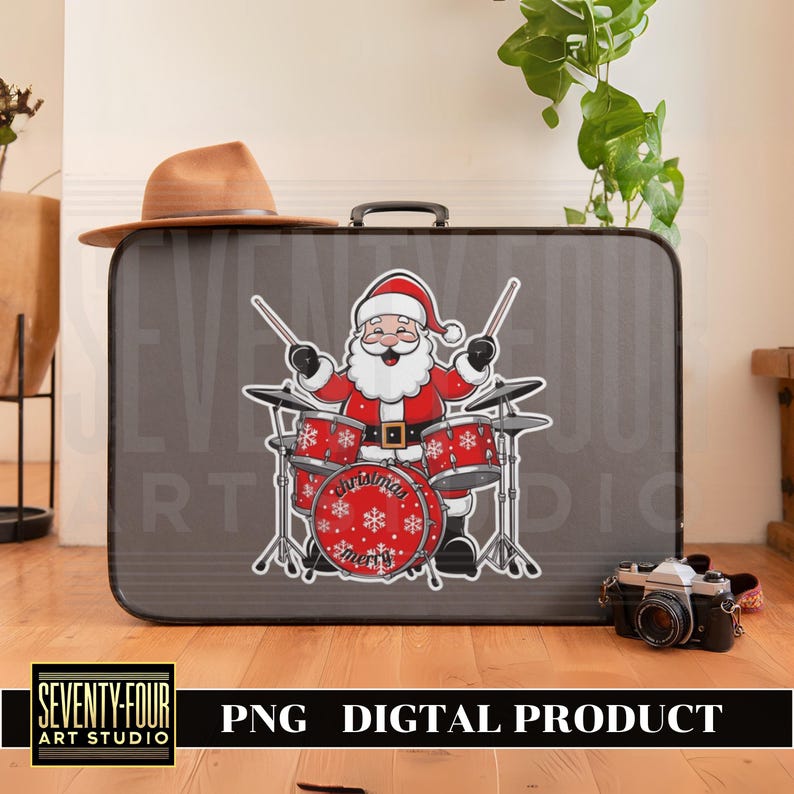 Santa Claus Drummer PNG | Festive Christmas Clip Art (digital Download ...