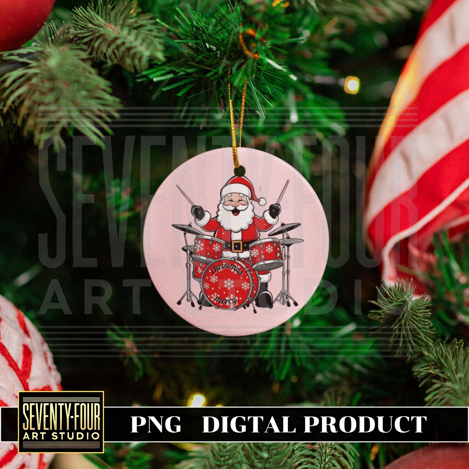 Santa Claus Drummer PNG | Festive Christmas Clip Art (digital Download ...