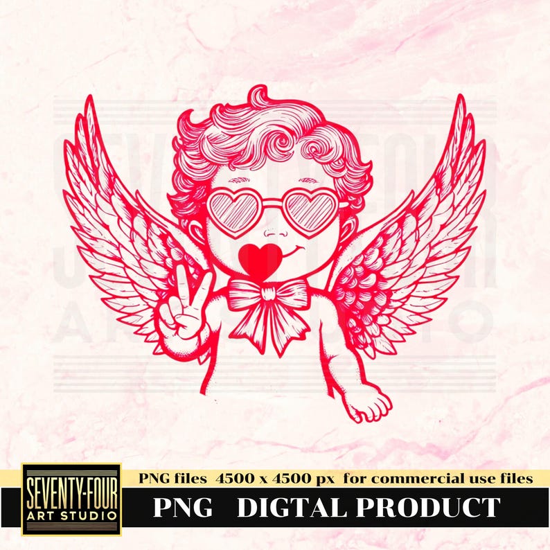 5-pack Cute Cupid PNG Set – Colorful Heart Glasses Angel With Love ...