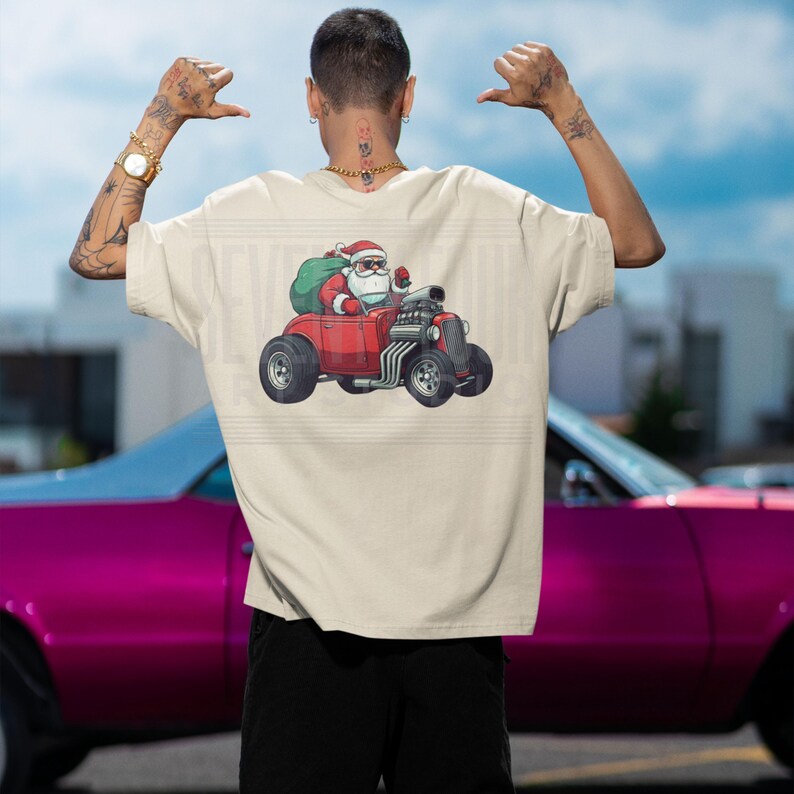 Santa Claus Hot Rod Car With Gifts Christmas PNG Clipart – Fun Holiday ...