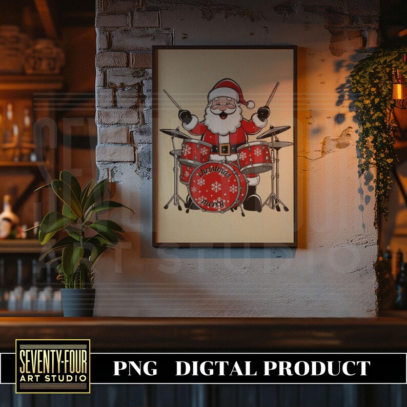 Santa Claus Drummer PNG | Festive Christmas Clip Art (digital Download ...