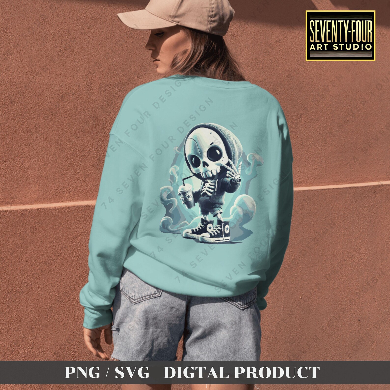 Chill Skeleton Character PNG & SVG - Cool Skeleton With Drink Clipart ...