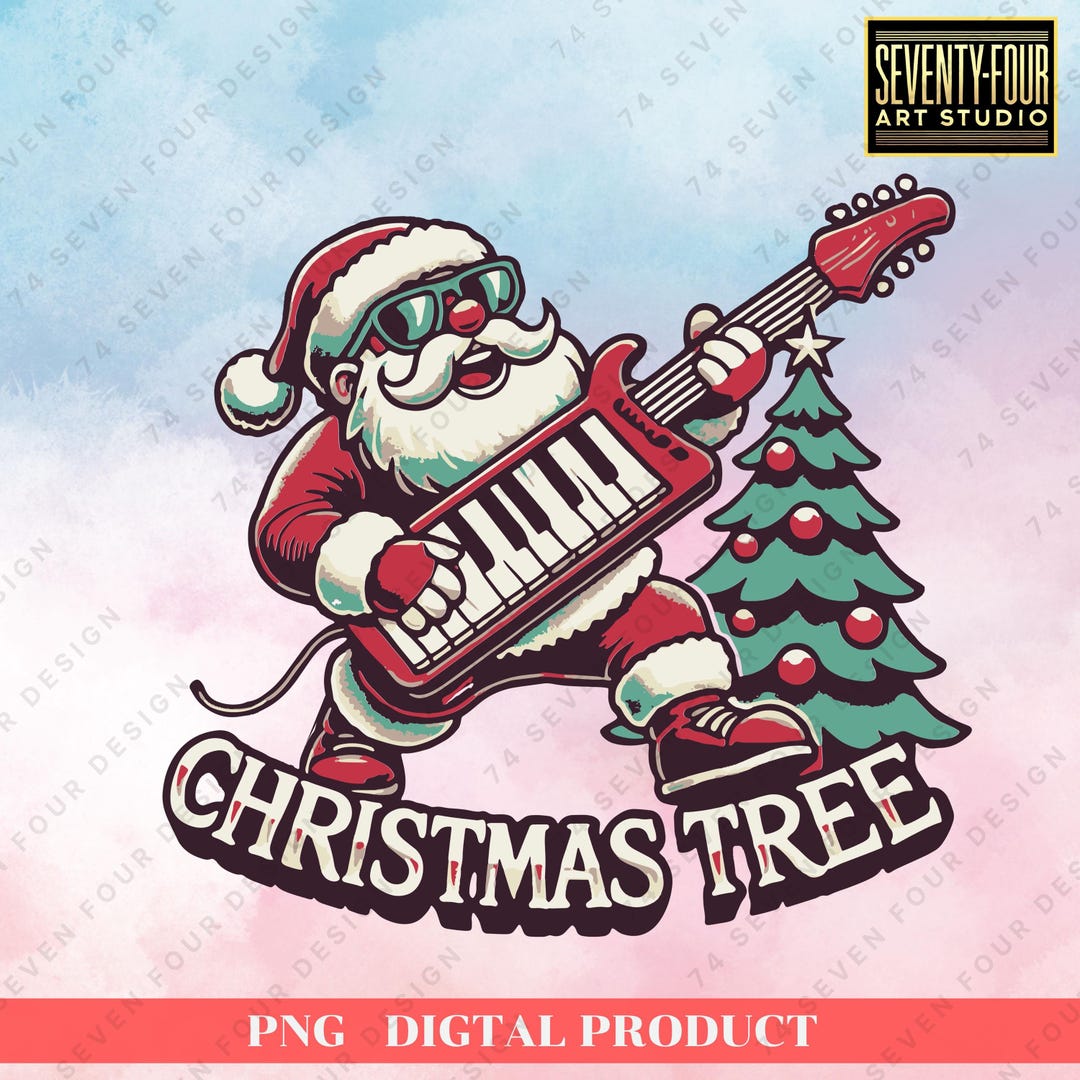 Santa With Keytar PNG - Fun Christmas Clipart Featuring Santa Playing ...