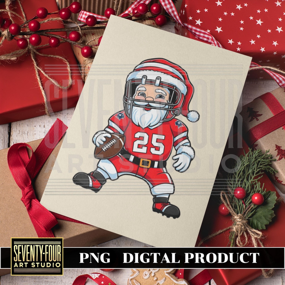 Santa Claus Football Player Christmas PNG Clipart – Fun Holiday Sports ...