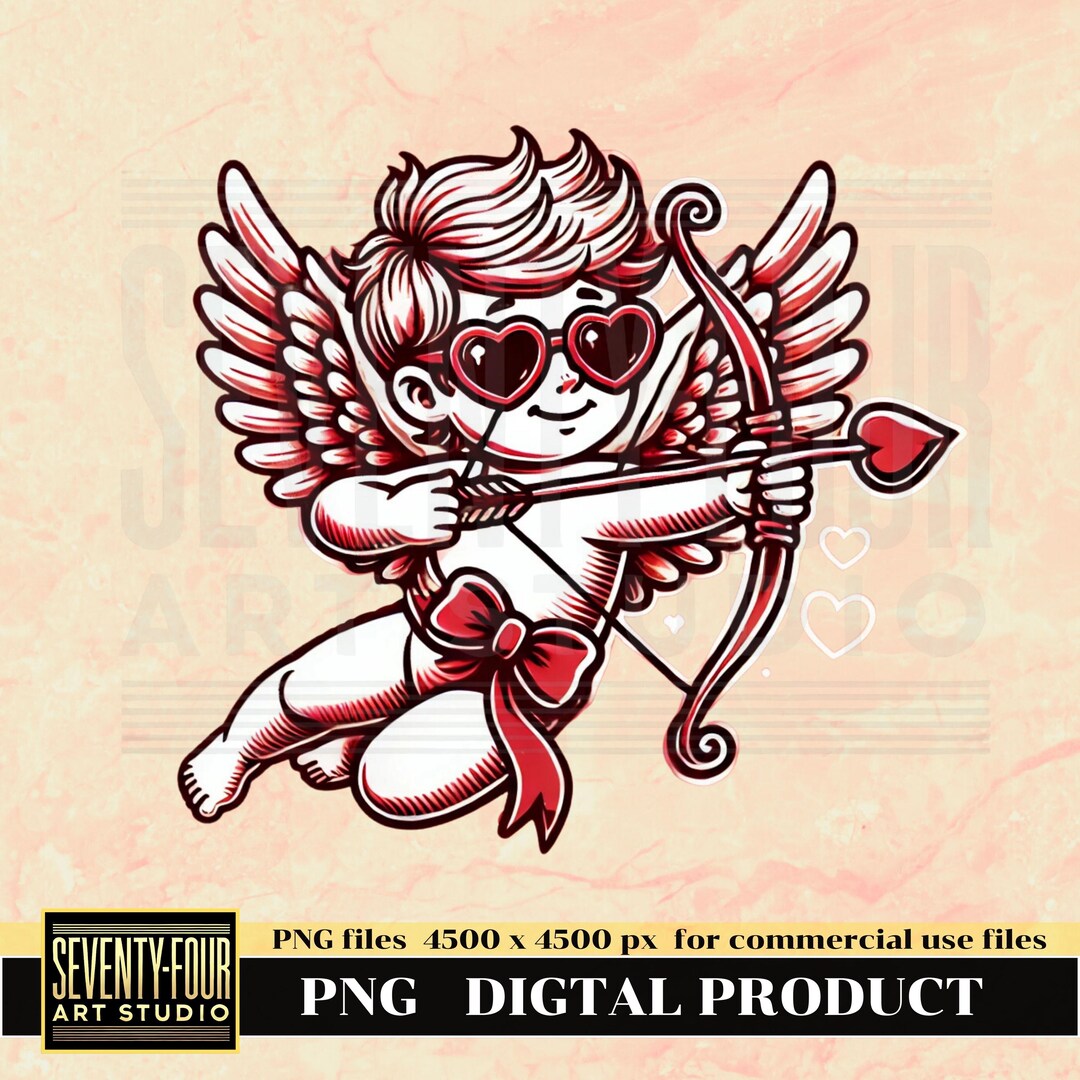 3-pack Cute Cupid PNG Set – Adorable Angel With Heart Glasses in 3 ...