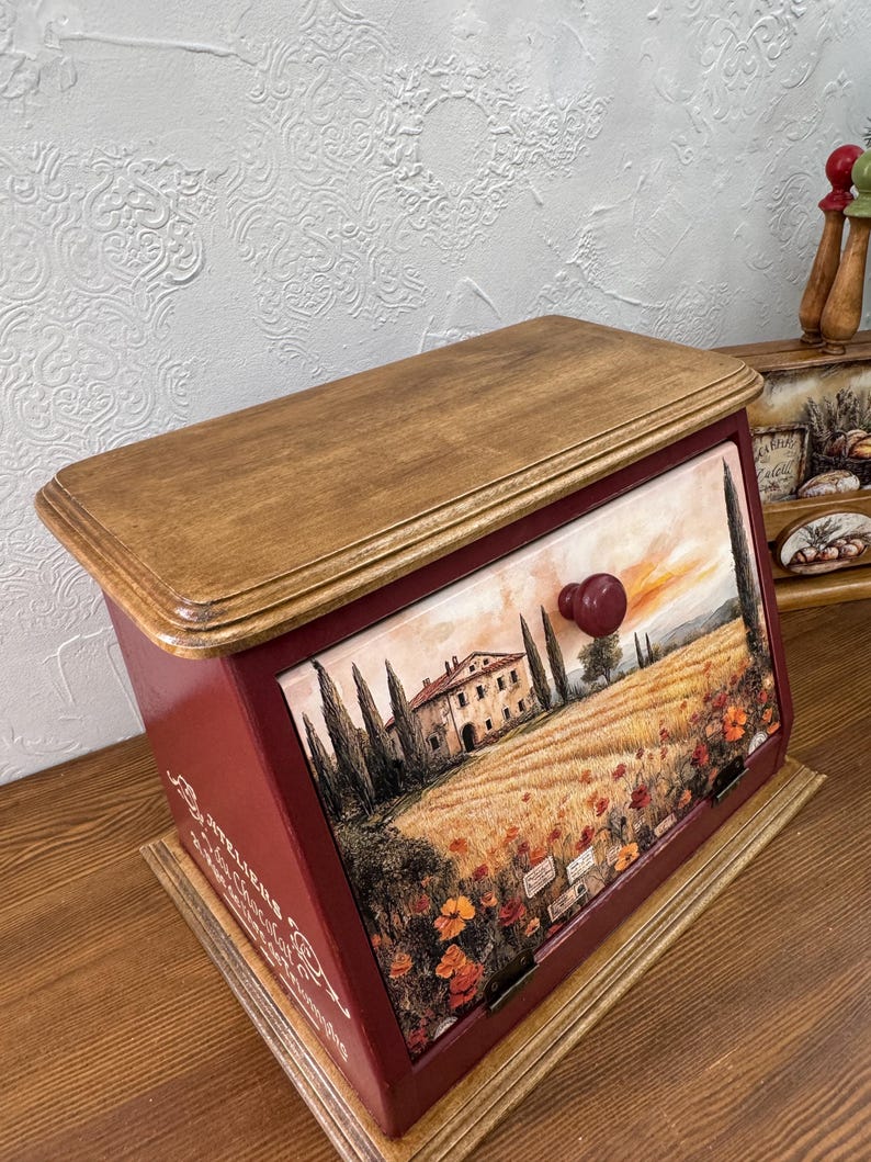 Tuscan Bread Box Large Wooden Storage Container, Italian Style Bread ...