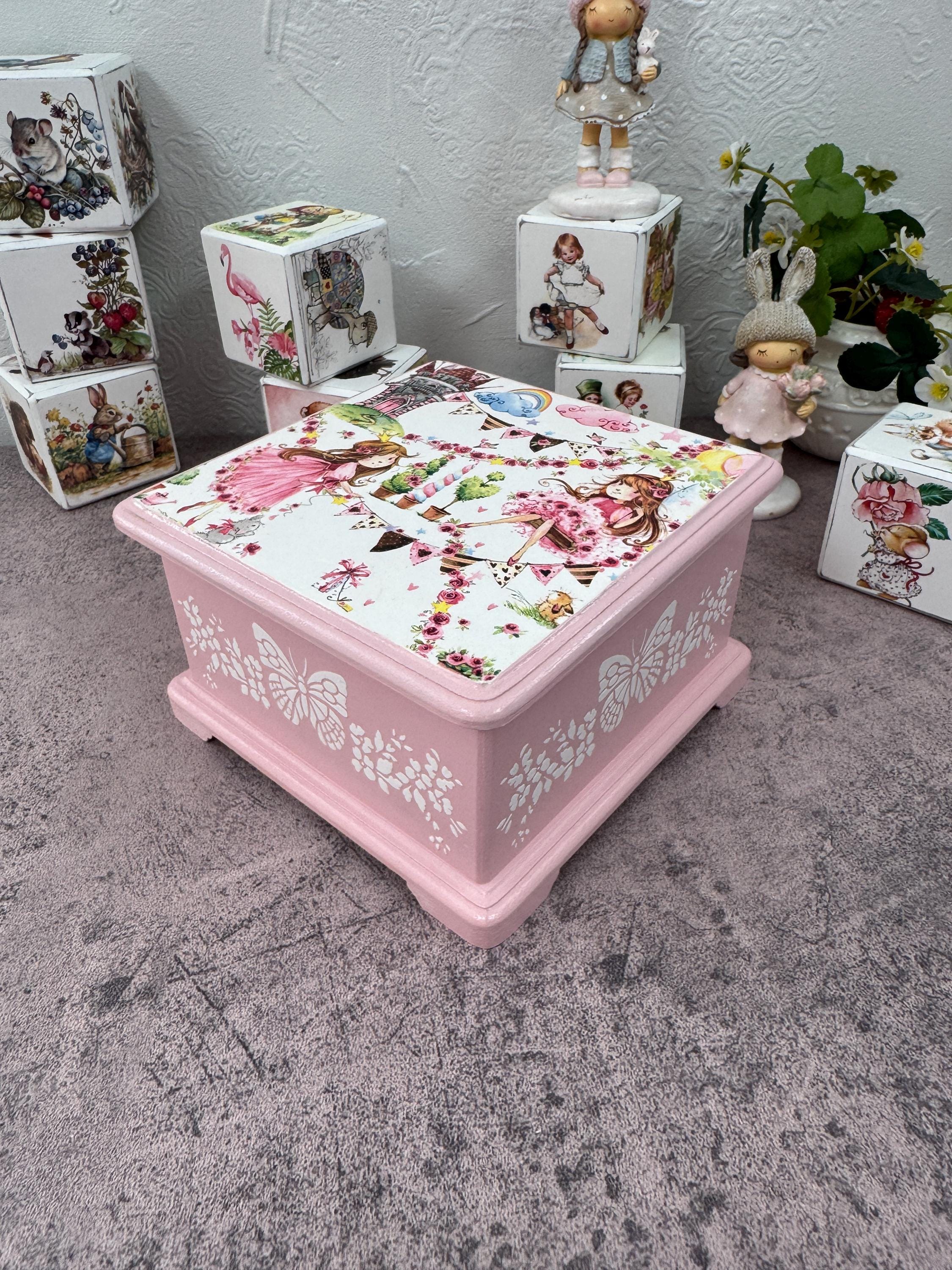Pink Princess Jewelry Box for Girls, Hand-painted Chest With Fairy Tale ...