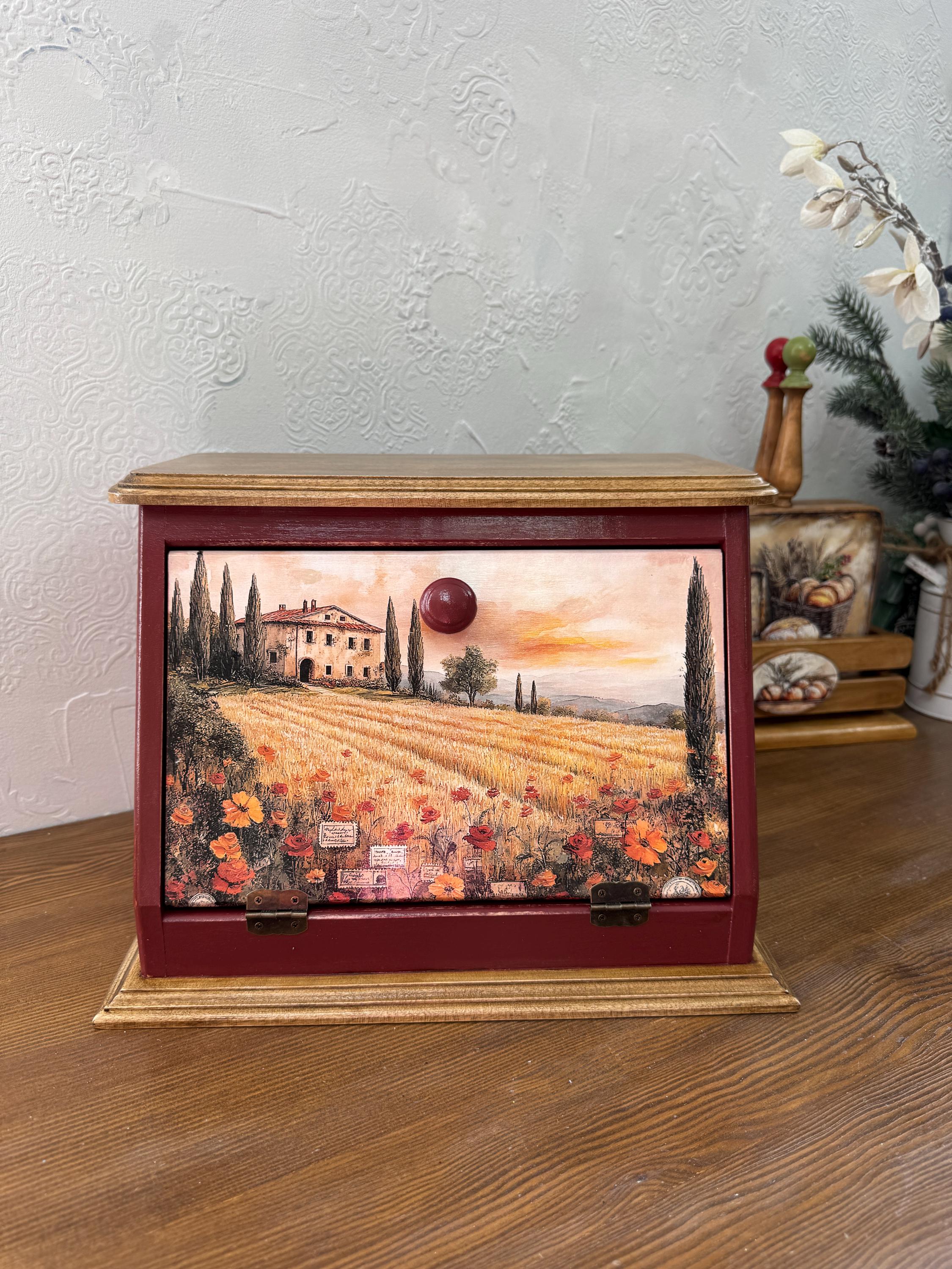 Tuscan Bread Box Large Wooden Storage Container, Italian Style Bread ...