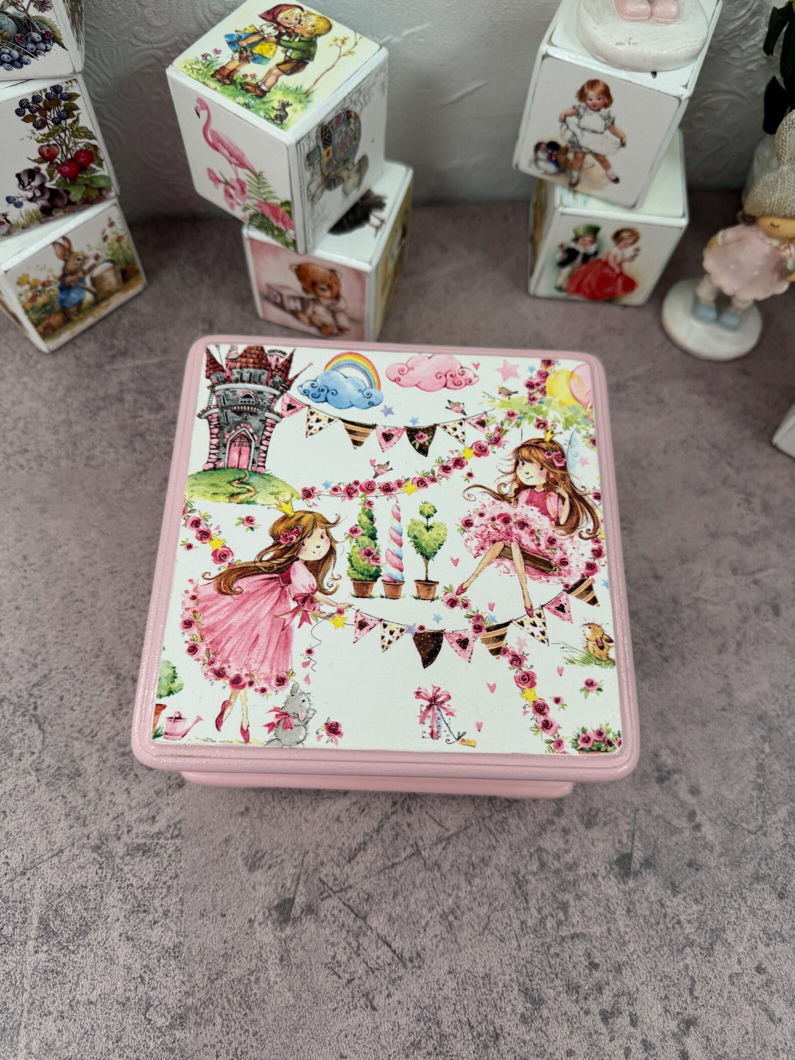 Pink Princess Jewelry Box for Girls, Hand-painted Chest With Fairy Tale ...